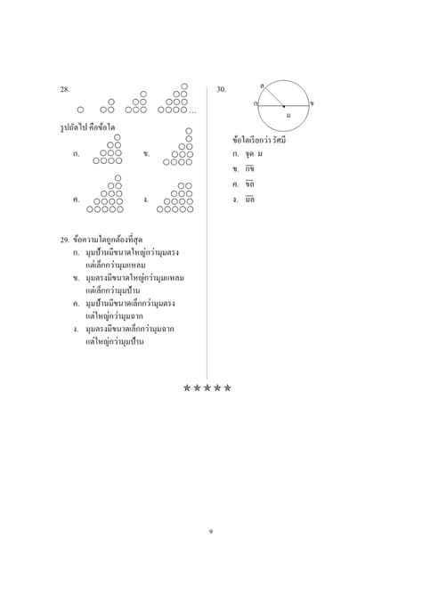 แบบทดสอบ แบบฝึกหัด ข้อสอบมาตรฐานชั้น ป 4 วิชาคณิตศาสตร์ หน่วยที่ 3 เรขาคณิต