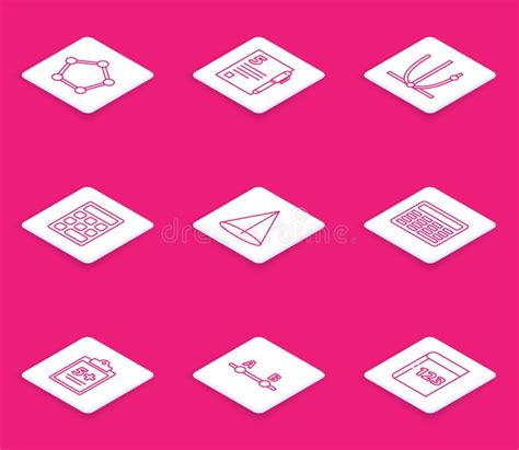 Set Line Geometric Figure Sphere Open Book Ringing Bell Triangle Math Graph Schedule Chart