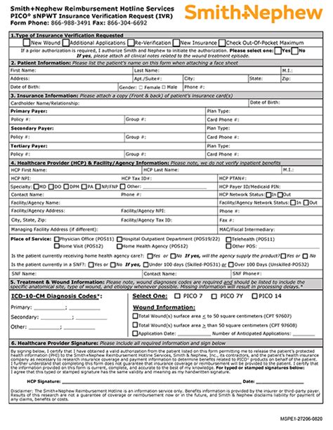 Insurance Request Verification Form Ivr Pico Portal