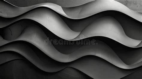 Abstract Background With Flowing Undulating Waves In A Monochromatic Gray Color Scheme Stock