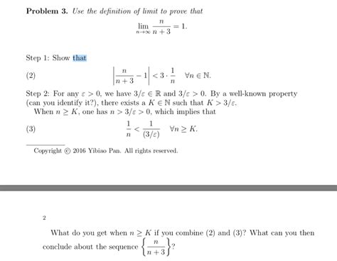 Solved Problem 3 Use The Definition Of Limit To Prove That