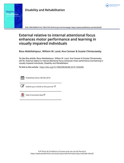 Pdf External Relative To Internal Attentional Focus Enhances Motor Performance And Learning In