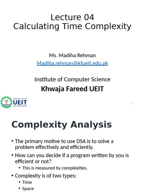 Lecture 04 Calculating Time Complexity Pdf Time Complexity Multiplication