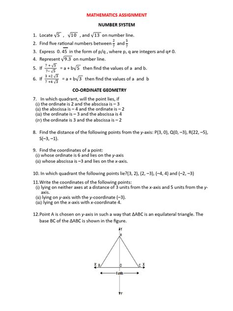 Class 9 Assignment Term 1 Syllabus Pdf Cartesian Coordinate