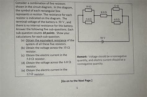 Solved Consider A Combination Of Five Resistors Shown In The