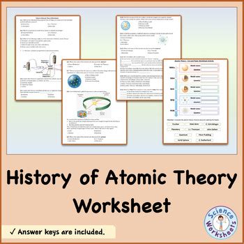 History Of Atomic Theory Worksheet By Science Worksheets TpT