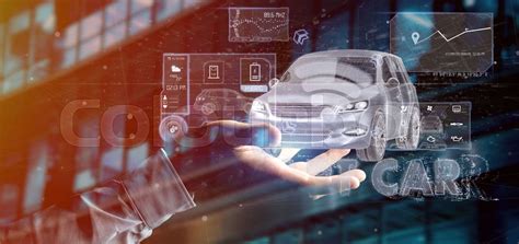 Man Holding A Dashboard Smartcar Interface Dashboard D Rendering Stock Image Colourbox
