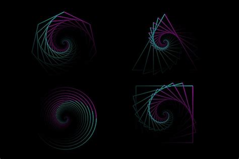 Premium Vector Set Of Twisted Colored Spirals Sacred Geometry Tunnel With Lines In The Form Of