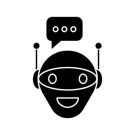 Chat Bot Glyph Icon Silhouette Symbol Robot Virtual Assistant Artificial Intelligence