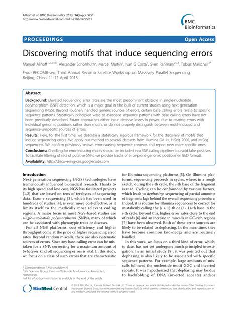 Pdf Discovering Motifs That Induce Sequencing Errors