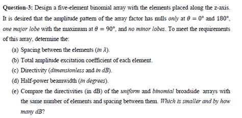 Solved Design A Five Element Binomial Array With The