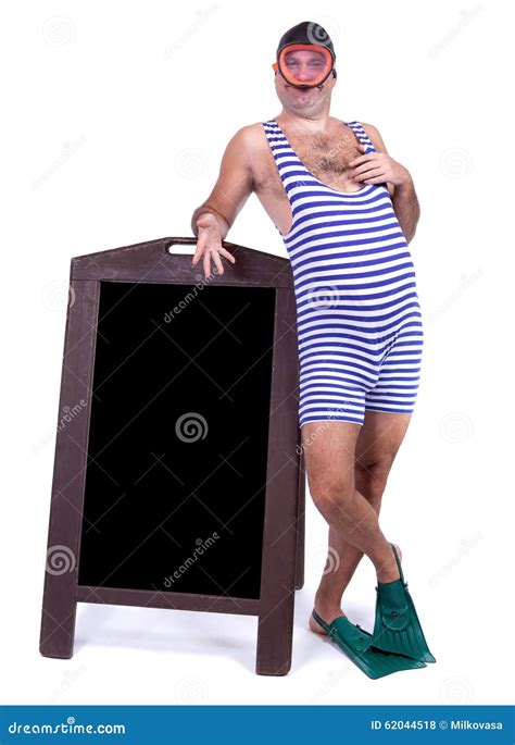 Homme Dans Le Rétro Maillot De Bain Photo Stock Image Du Fond