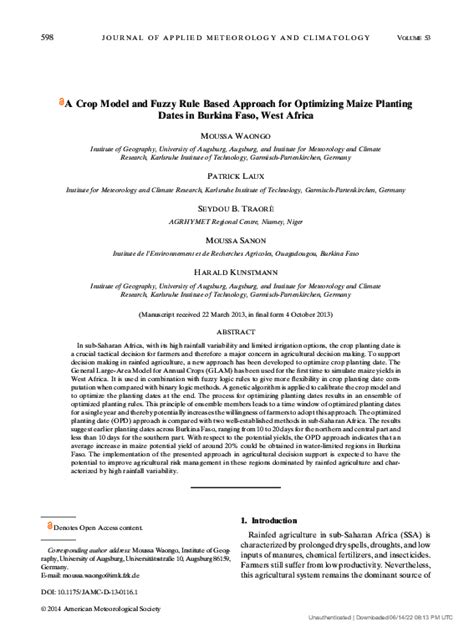 Pdf A Crop Model And Fuzzy Rule Based Approach For Optimizing Maize