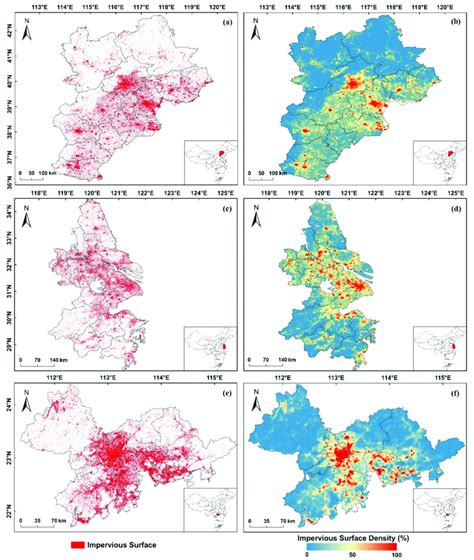 Spatial Pattern Of The Impervious Surface Area And The Density Of The Download Scientific