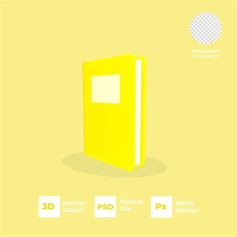 Premium Psd Simple Yellow Book 3d