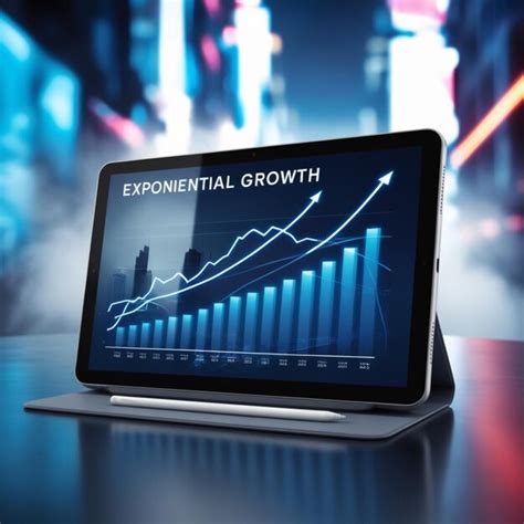 A Tablet Displaying A Dynamic Graph Illustrating Exponential Growth Premium Ai Generated Image