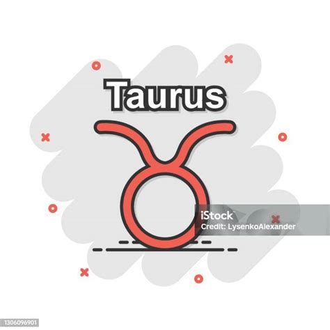 코믹 스타일의 벡터 만화 황소 자리 조디악 아이콘 점성술 사인 일러스트레이션 픽토그램 황소 자리 별자리 사업 스플래시 효과 개념
