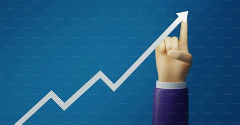 사업가의 손은 미래의 더 나은 비즈니스 방향을 위한 성장과 성공 목표를 가리키는 빛나는 밝은 화살표 그래프를 가리킵니다 3d