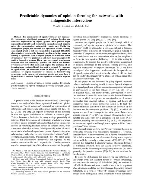 Pdf Predictable Dynamics Of Opinion Forming For Networks With Antagonistic Interactions