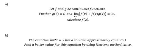 Solved A Let F And G Be Continuous Functions Further G Chegg Com