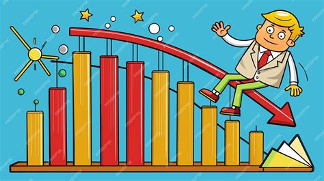 Cartoon Businessman Sliding Down A Declining Bar Graph Premium Ai Generated Vector