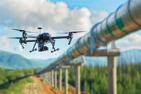Premium Photo A Drone Monitoring Oil Pipelines For Leaks And Dam