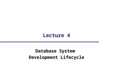 Ppt Lecture 4 Database System Development Lifecycle Objectives Main Components Of An