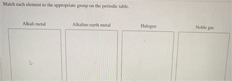 solved match each element to the appropriate group on the