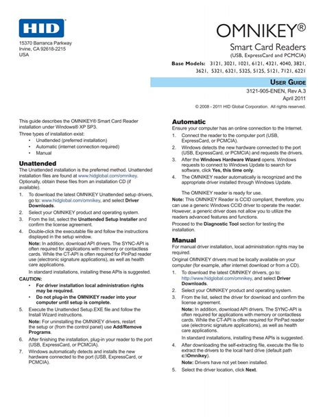 Omnikey 3121 User Guide Hid Global