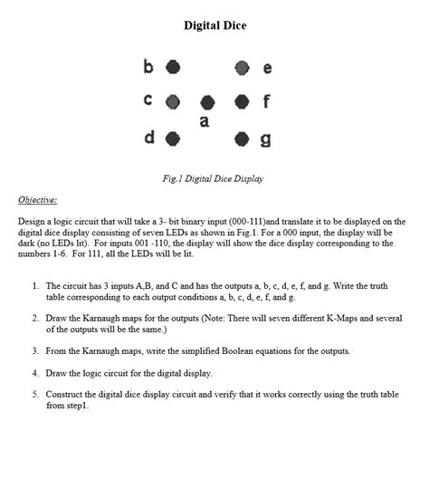 Solved Digital Dice B с F A D G Fig 1 Digital Dice Display