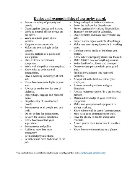 Security Guard Job And Responsibilities At Leonard Richey Blog
