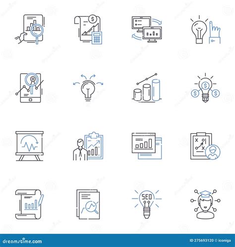 Data Analytics Line Icons Collection Insights Dashboards Modeling Metrics Visualization
