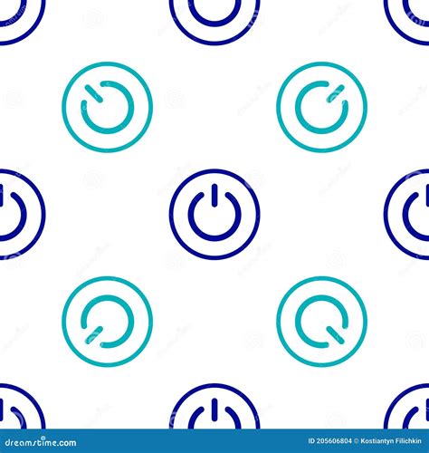 Blue Power Button Icon Isolated Seamless Pattern On White Background Start Sign Stock Vector