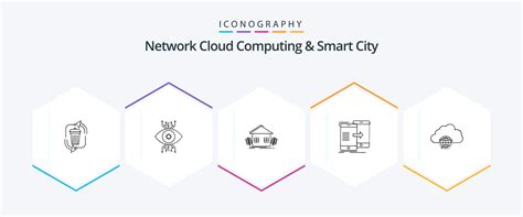 Network Cloud Computing And Smart City 25 Line Icon Pack Including Sharing Farming