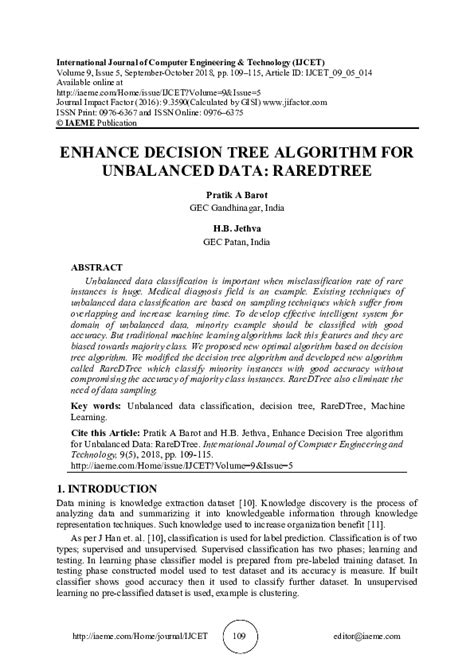 Pdf Enhance Decision Tree Algorithm For Unbalanced Data Raredtree