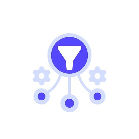 Icono De Filtrado De Datos Con Un Embudo Y Engranajes Vector Premium