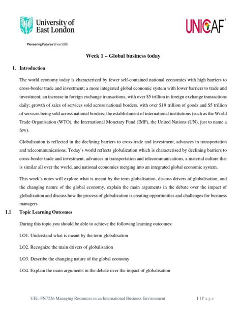 Week 1 Topic Overview Pdf Globalization World Trade Organization