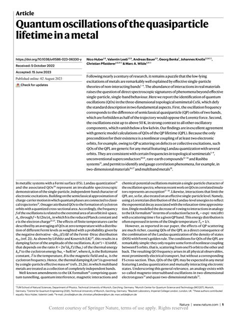 Quantum Oscillations Of The Quasiparticle Lifetime In A Metal Request Pdf