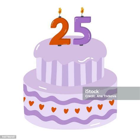 숫자의 형태로 불타는 촛불이 있는 귀여운 생일 케이크 매년 출생 기념일을 축하하는 디저트 스칸디나비아 스타일의 휴일 컵케이크의 양식화된 손으로 그린 클립아트 개성 개념에