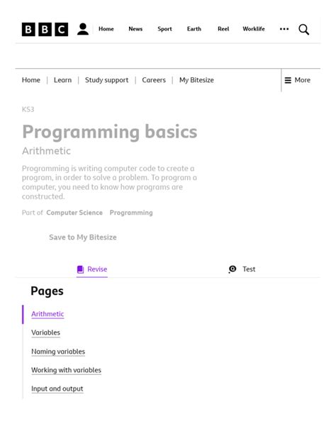 Arithmetic Programming Basics Ks3 Computer Science Revision Bbc Bitesize Pdf