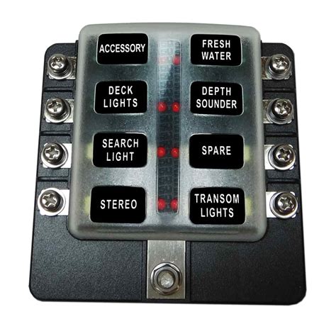 Universal 8 Way Covered 12V Circuit Blade Fuse Box LED Indicators