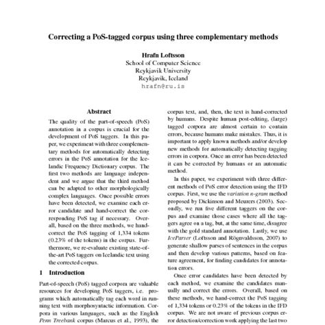 correcting a pos tagged corpus using three complementary methods acl