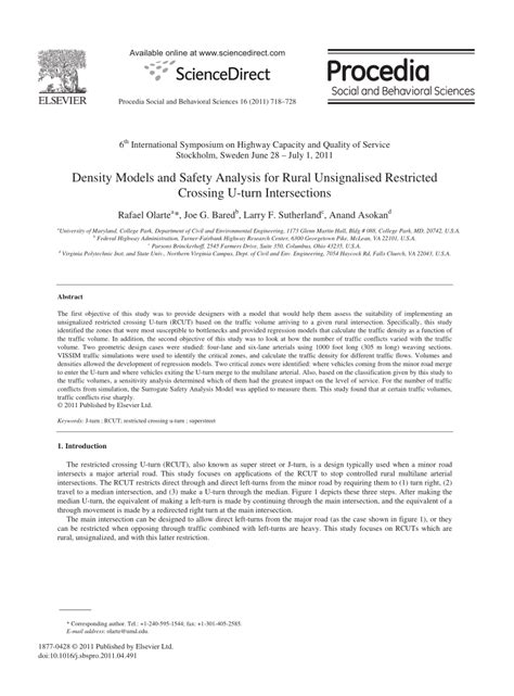 PDF Density Models And Safety Analysis For Rural Unsignalised Restricted Crossing U Turn
