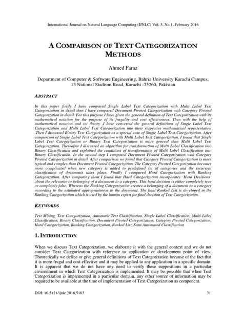 A Comparison Of Text Categorization Methods Pdf Statistical Classification Automation