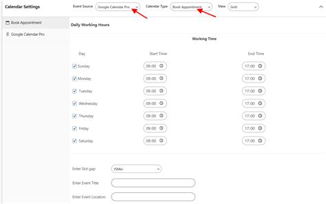 Book Appointment Setup Simple Calendar Documentation