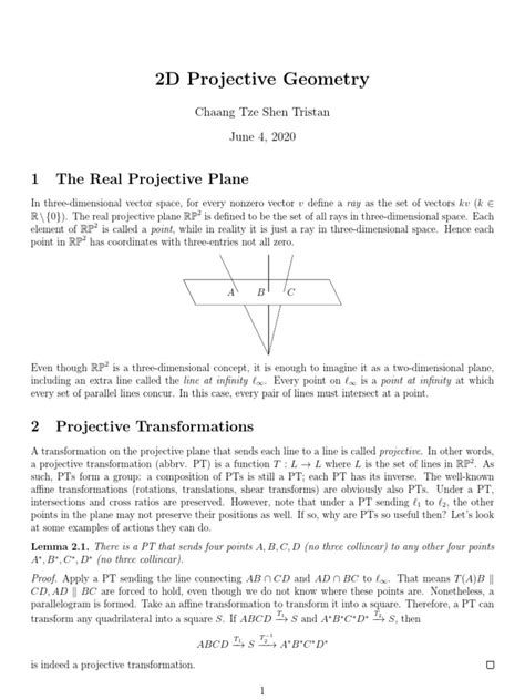 2d Projective Geometry 1 The Real Projective Plane Pdf Line Geometry Plane Geometry