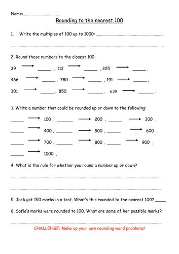 Rounding To 10 100 And 1000 Presentation And Worksheets Year 4