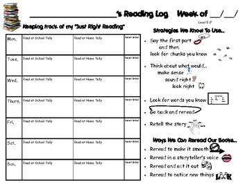 Reading Logs With Strategies And Graphics By FirstGradeFrogs TPT
