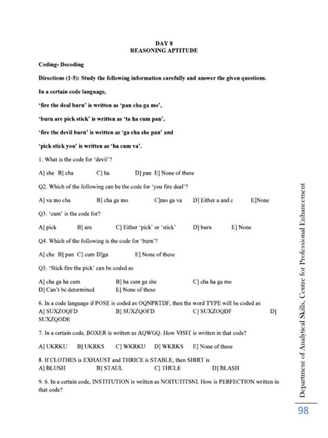 Day 1 Coding Decoding Pdf