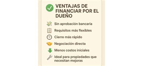 Ventajas Financiamiento Directo Con El Dueño